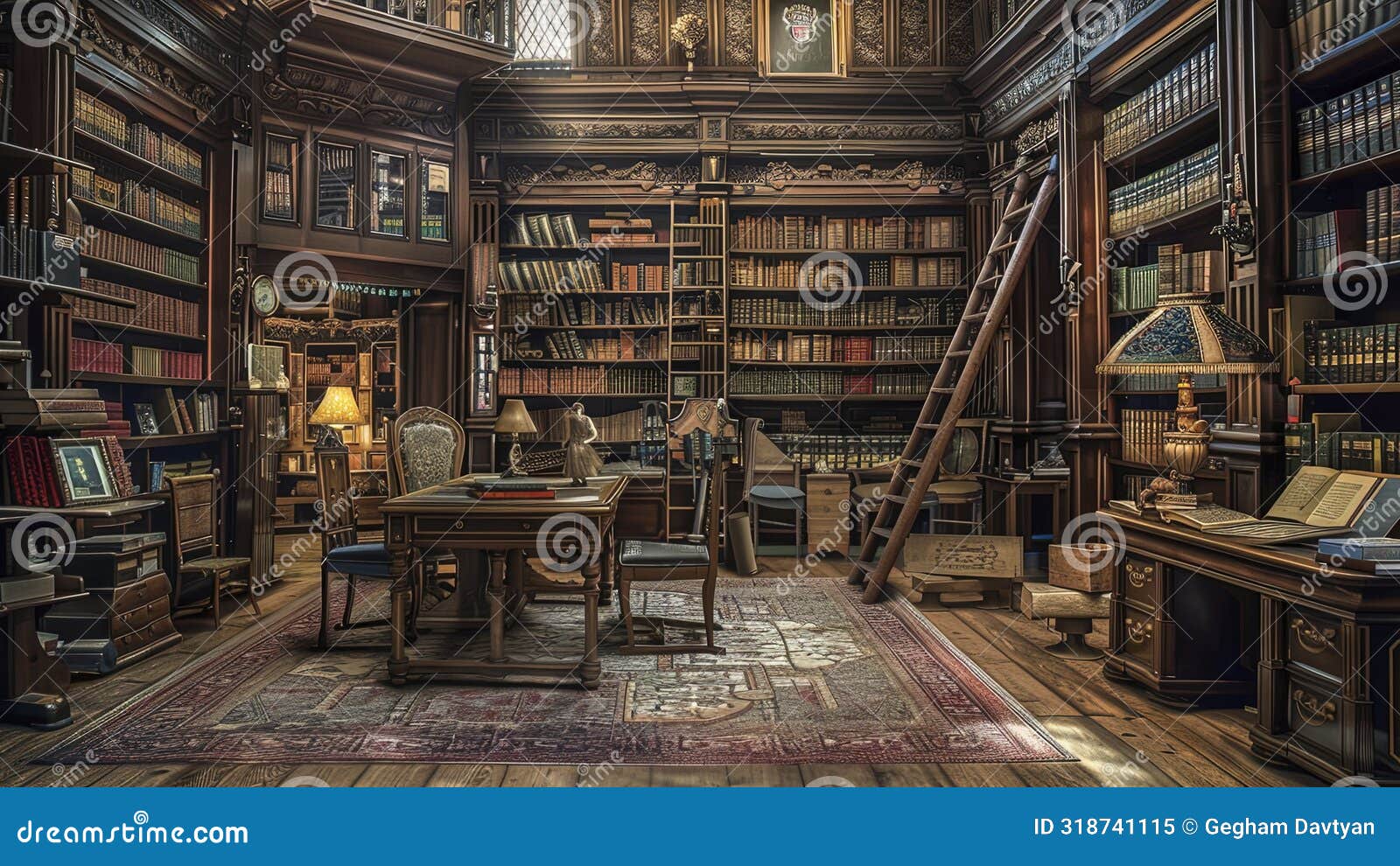 Too Many Books in the Library, Library Inside, Modern Library Interior ...