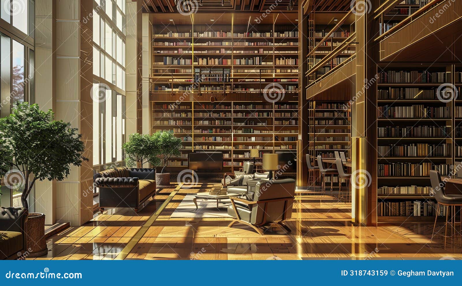 Too Many Books in the Library, Library Inside, Modern Library Interior ...