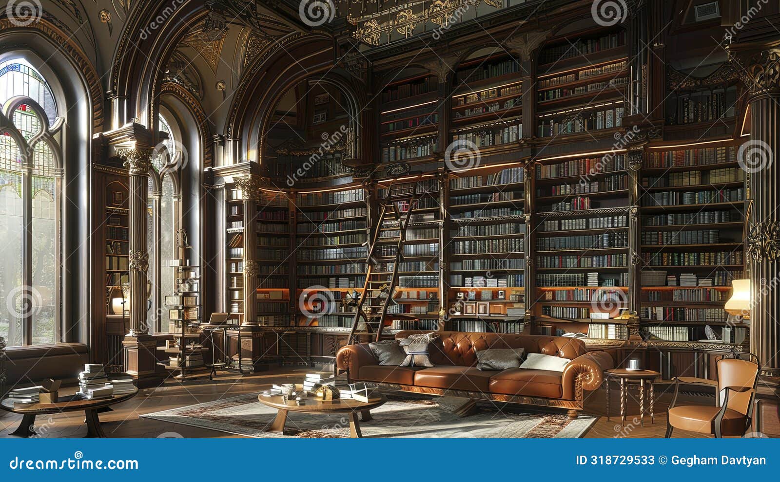 Too Many Books in the Library, Library Inside, Modern Library Interior ...