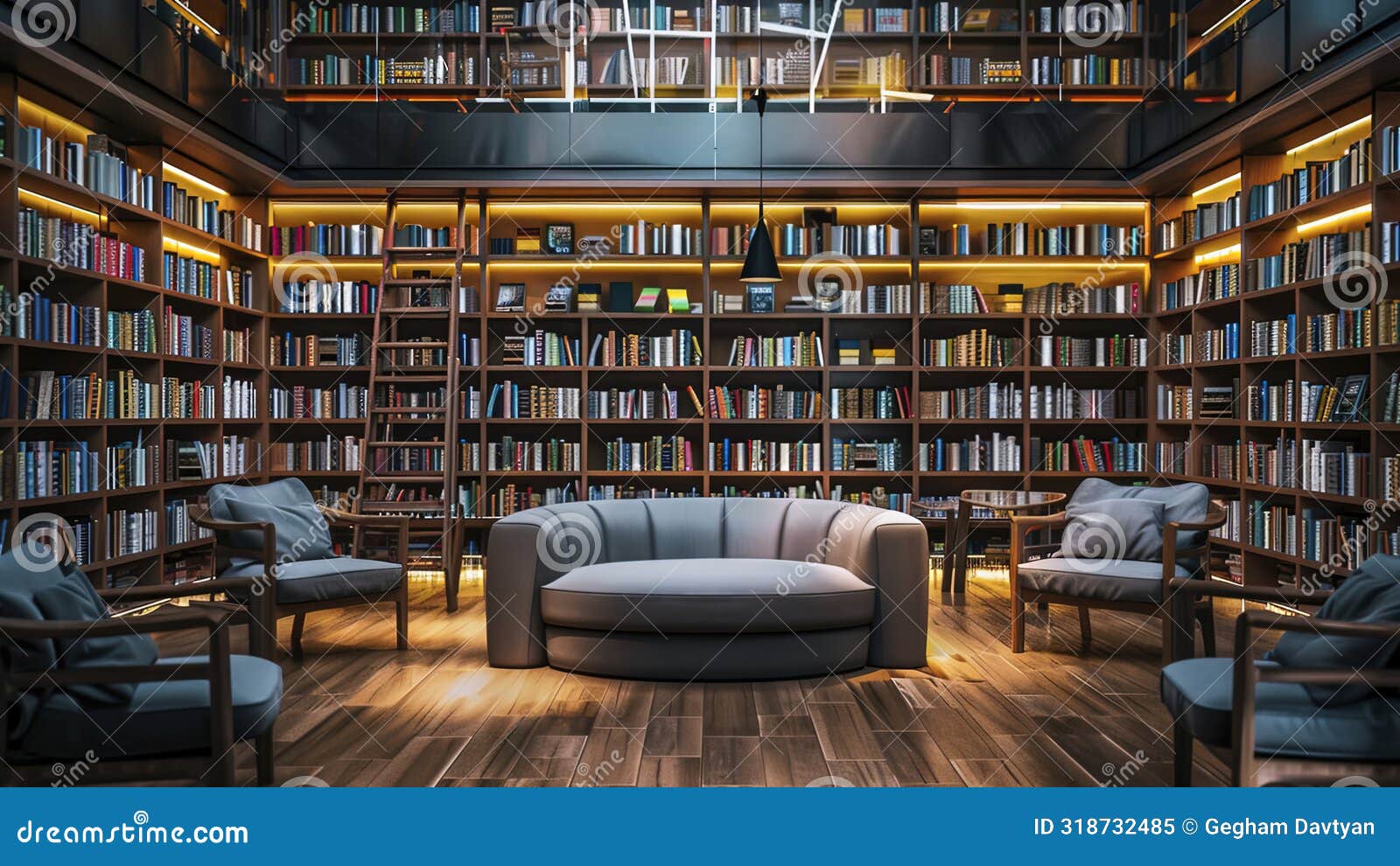 Too Many Books in the Library, Library Inside, Modern Library Interior ...