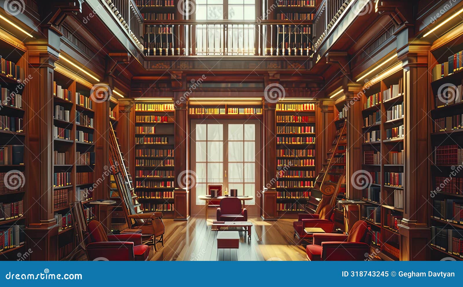 Too Many Books in the Library, Library Inside, Modern Library Interior ...