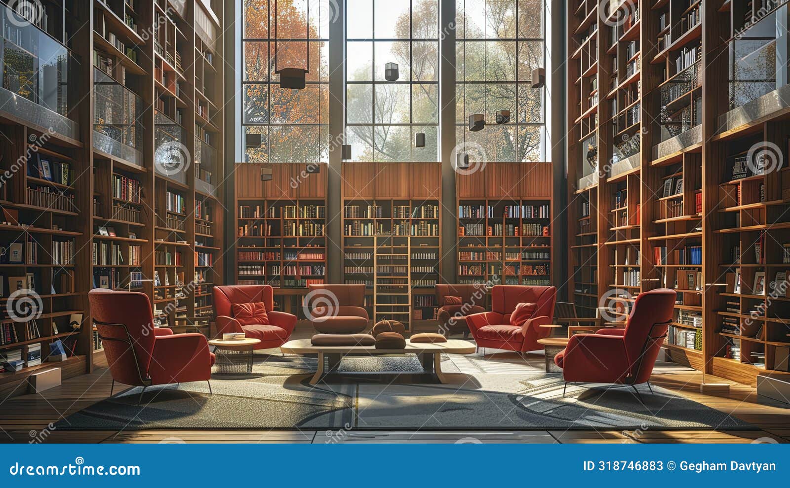 Too Many Books in the Library, Library Inside, Modern Library Interior ...