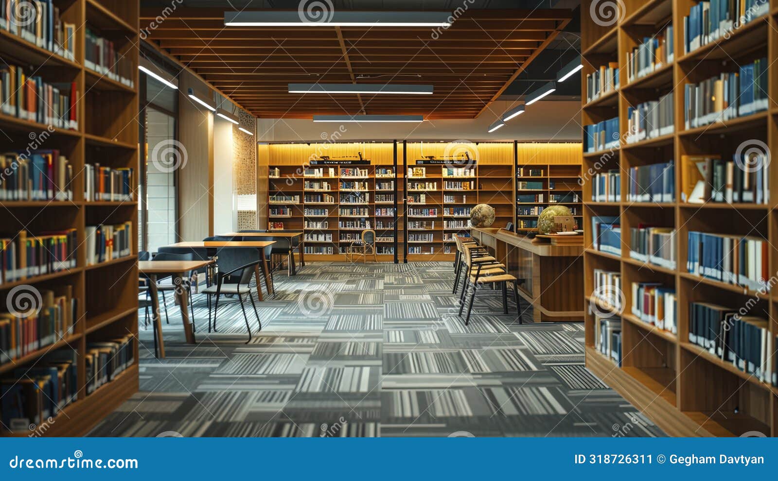 Too Many Books in the Library, Library Inside, Modern Library Interior ...