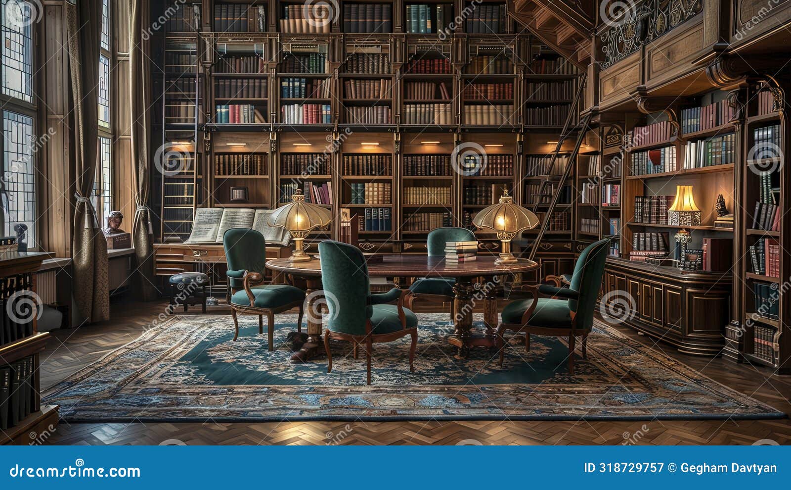 Too Many Books in the Library, Library Inside, Modern Library Interior ...