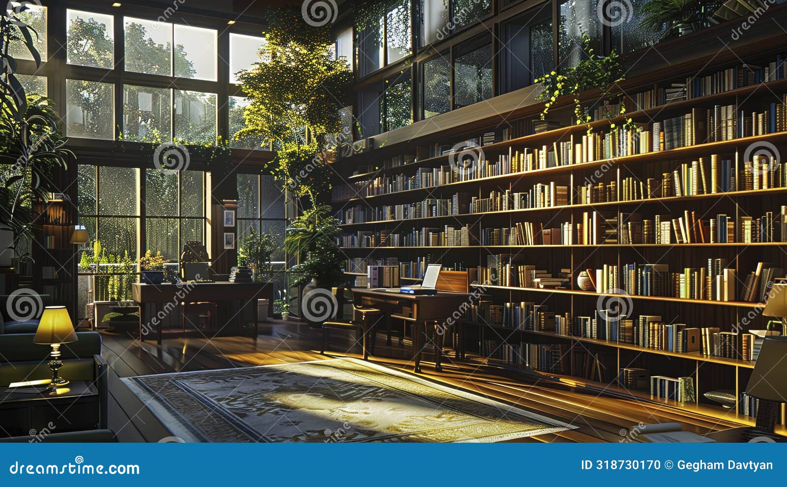 Too Many Books in the Library, Library Inside, Modern Library Interior ...