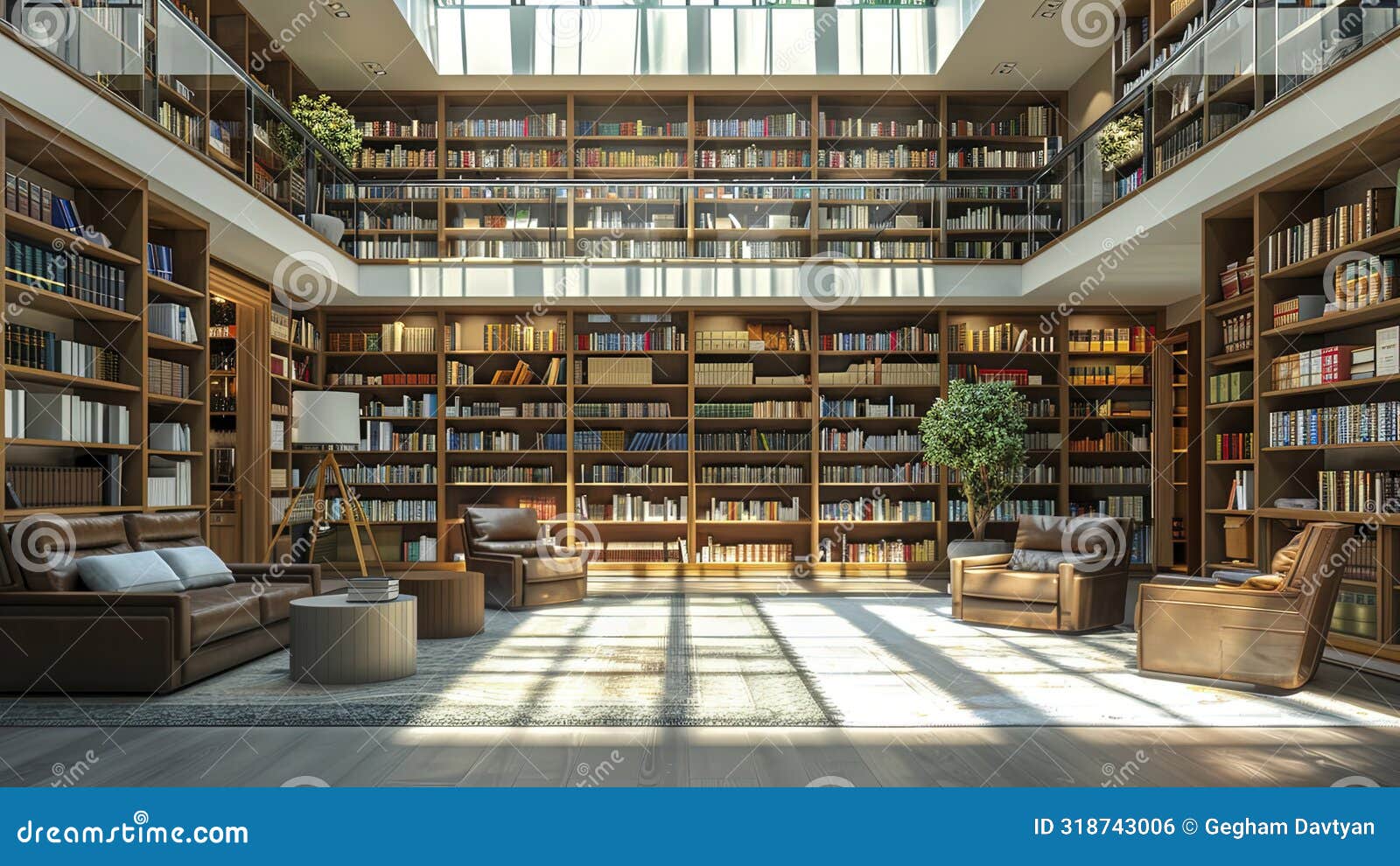 Too Many Books in the Library, Library Inside, Modern Library Interior ...