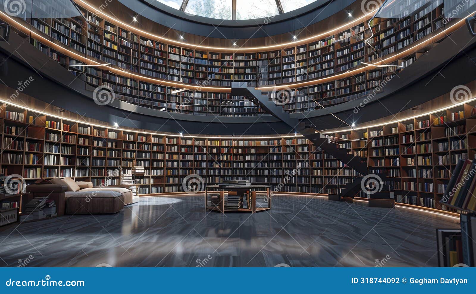 Too Many Books in the Library, Library Inside, Modern Library Interior ...