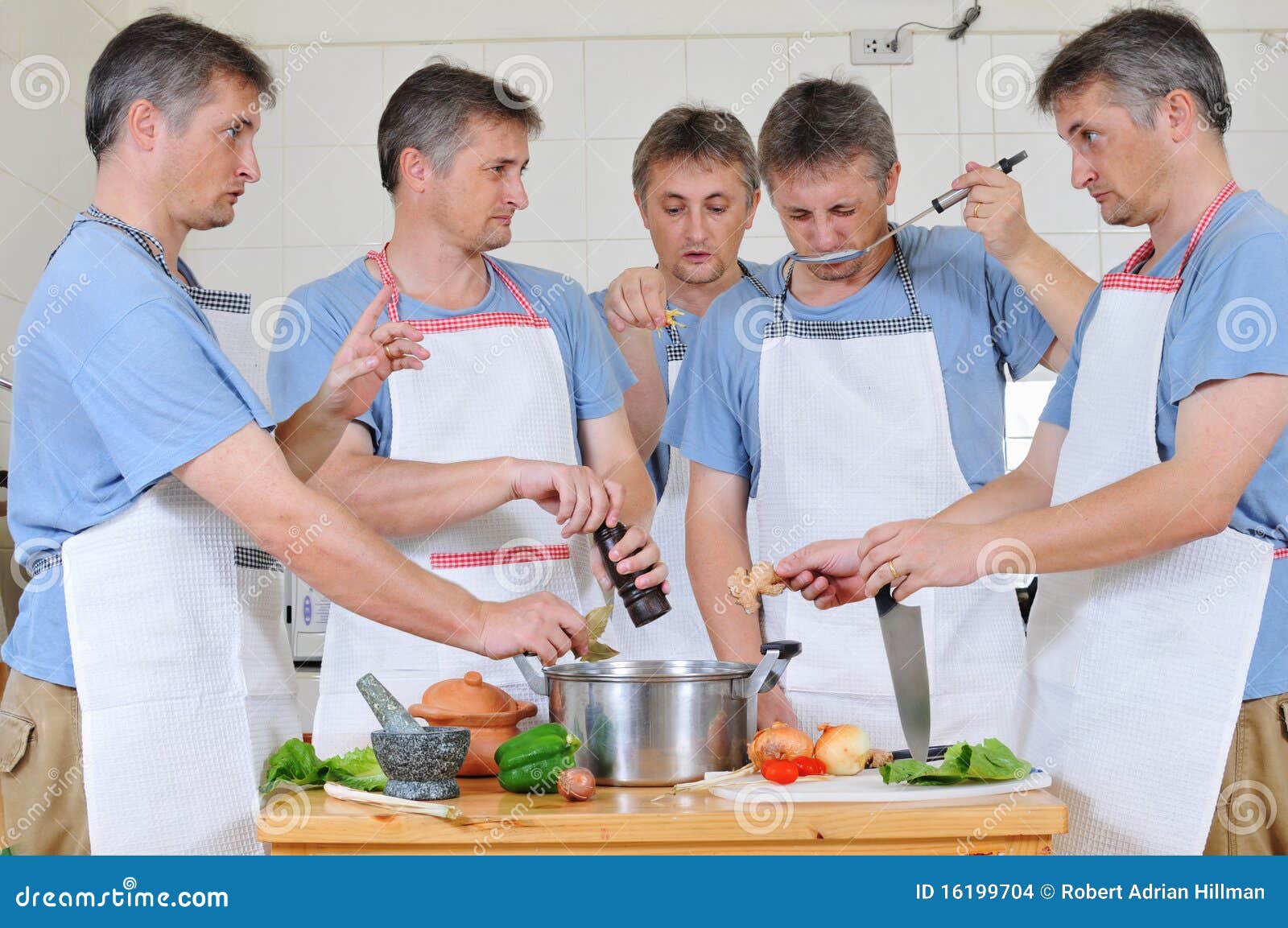 Too many cooks stock photo. Image of quintuplets, chef - 16199704