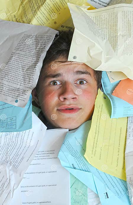 Too Many Homework Assignments Stock Image - Image of papers, sleepy ...