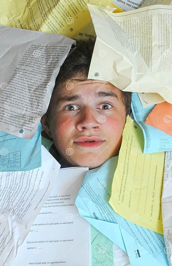 Too Many Homework Assignments Stock Image - Image of papers, sleepy ...