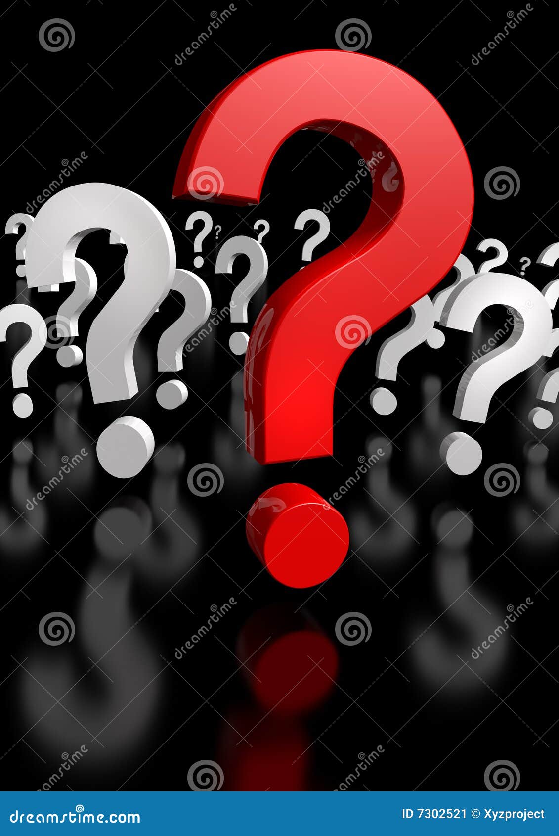 Too Many Questions, only One Red! 3d Rendering Stock Illustration ...