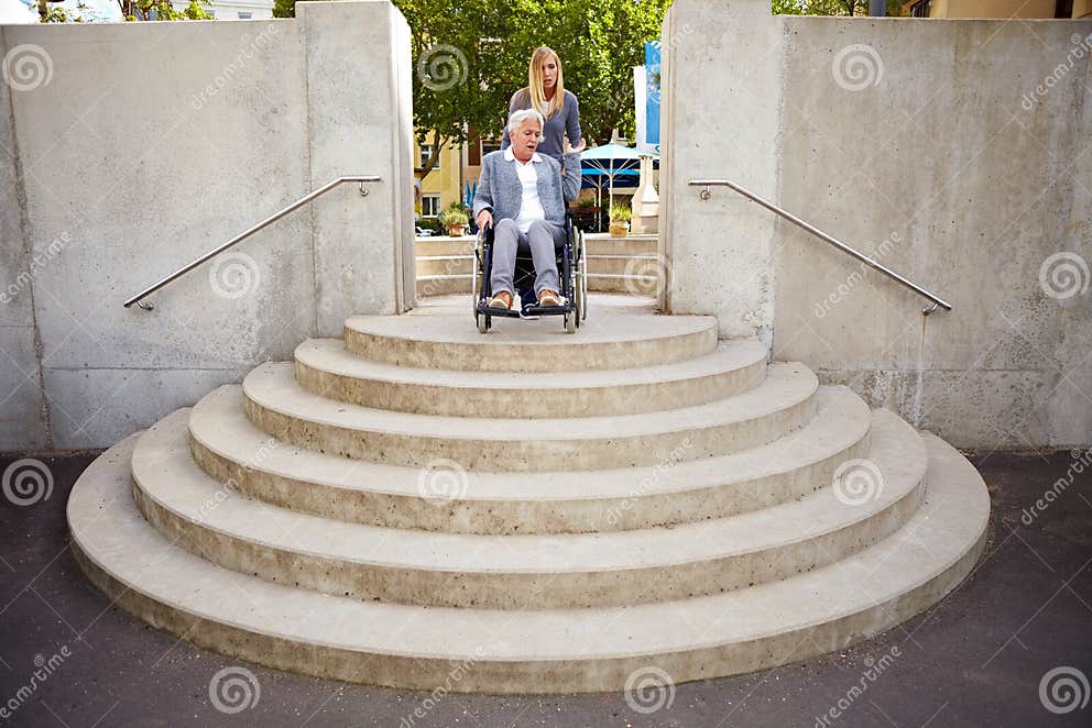 Too Many Steps for Wheelchair User Stock Photo - Image of city, nursing ...