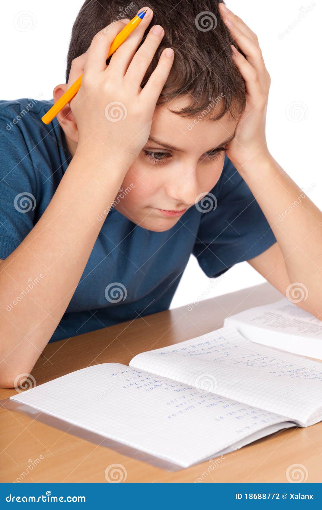 Too much homework stock photo. Image of blue, stress - 18688772