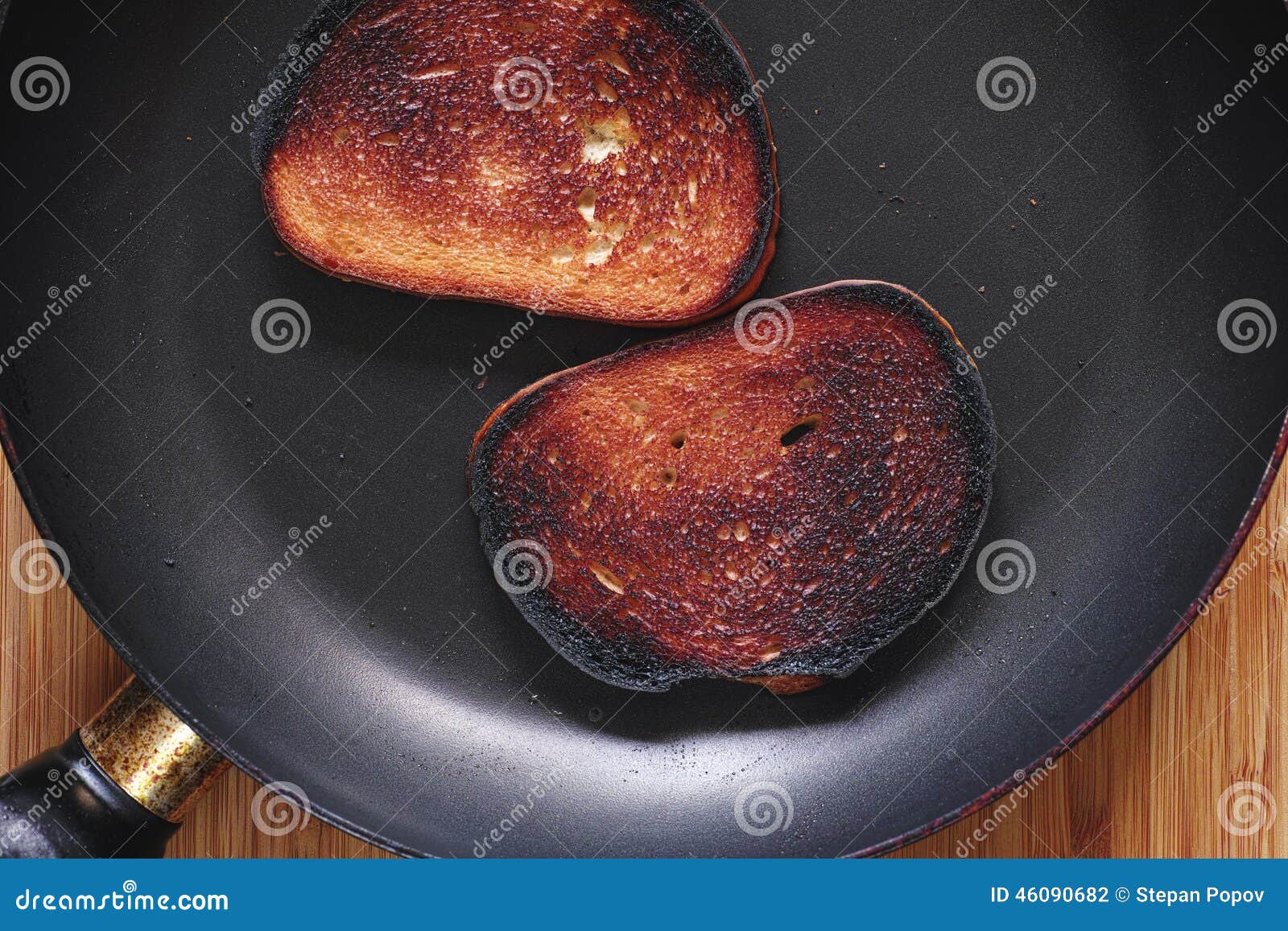 Too Much Roasted Toast on a Frying Pan Stock Photo - Image of bread ...