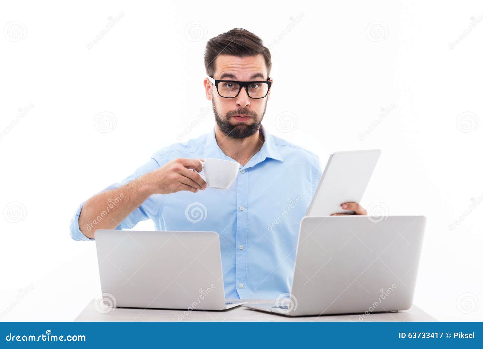 Too much technology stock image. Image of caucasian, male - 63733417