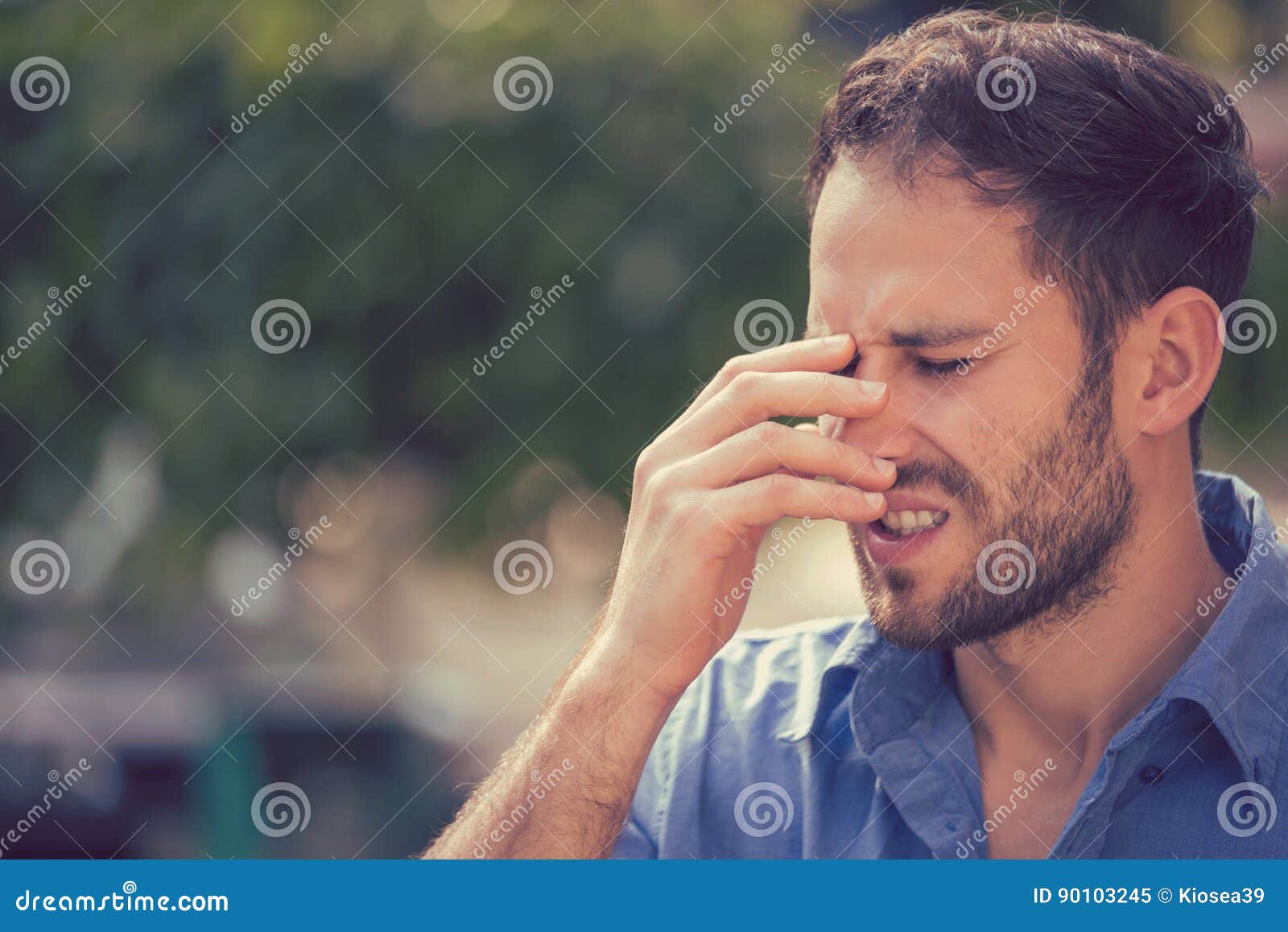 Too Much To Handle. Stressed Man Standing Outdoors Stock Image - Image ...