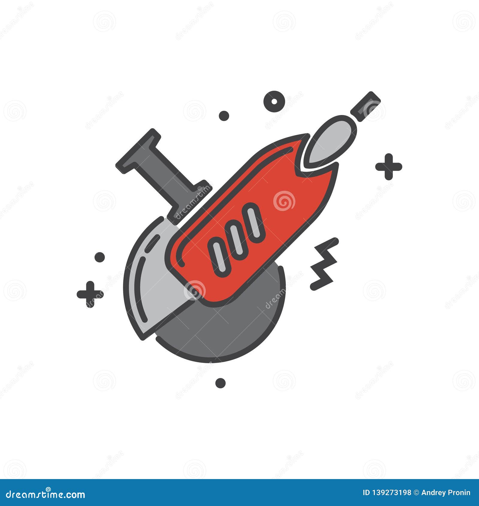 Tool Angle Grinder Line Icon on White Background for Graphic and Web ...