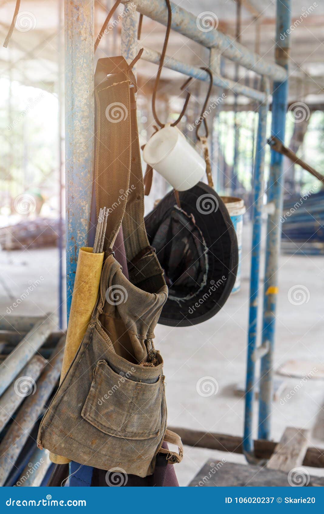 Tool Bag hang on scaffold stock image. Image of build - 106020237