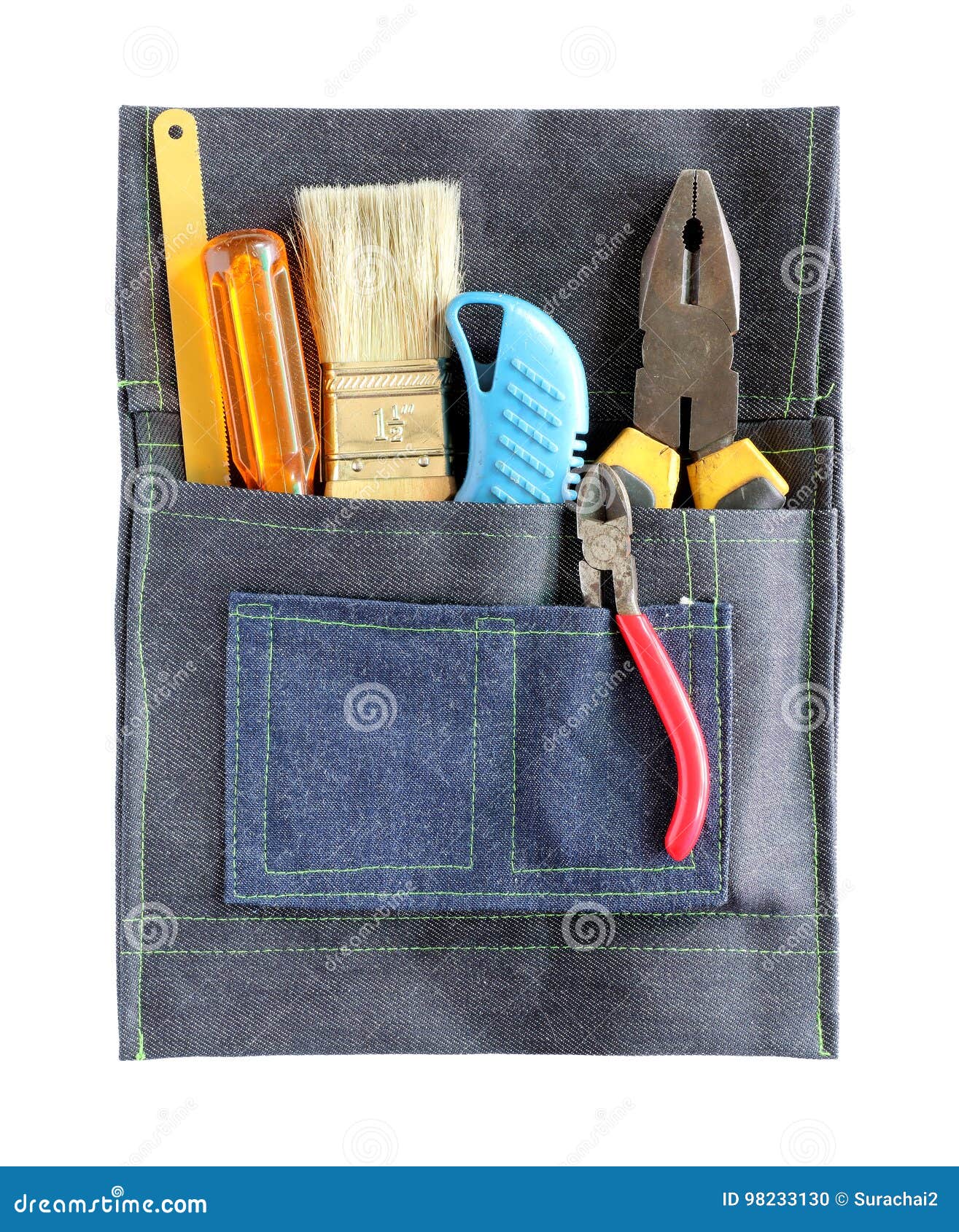 Tool bag isolated on white stock photo. Image of pliers - 98233130