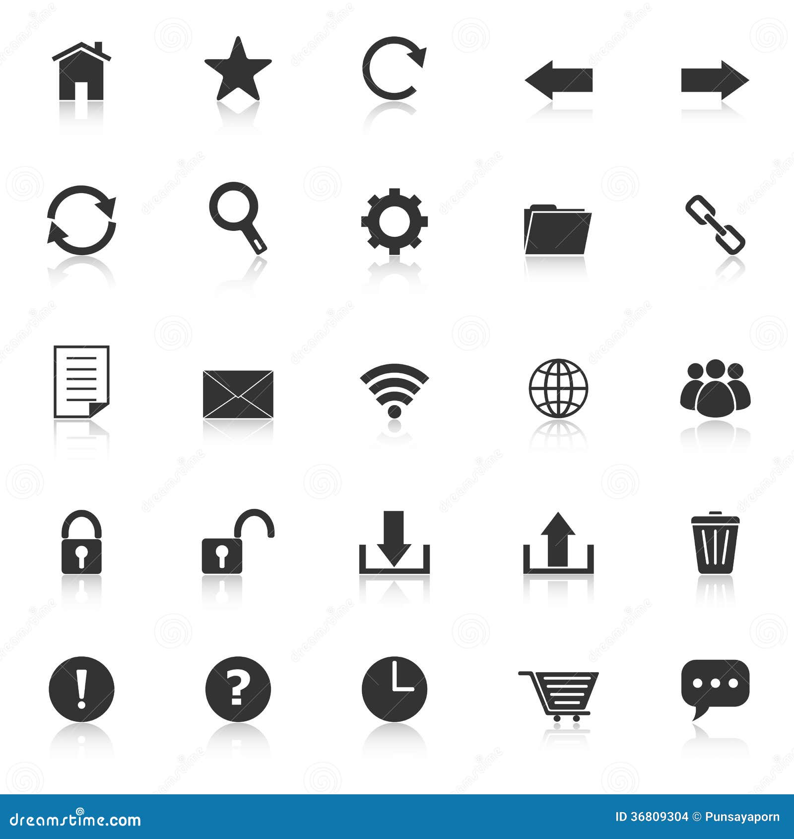 Tool Bar Icons with Reflect on White Background Stock Vector ...