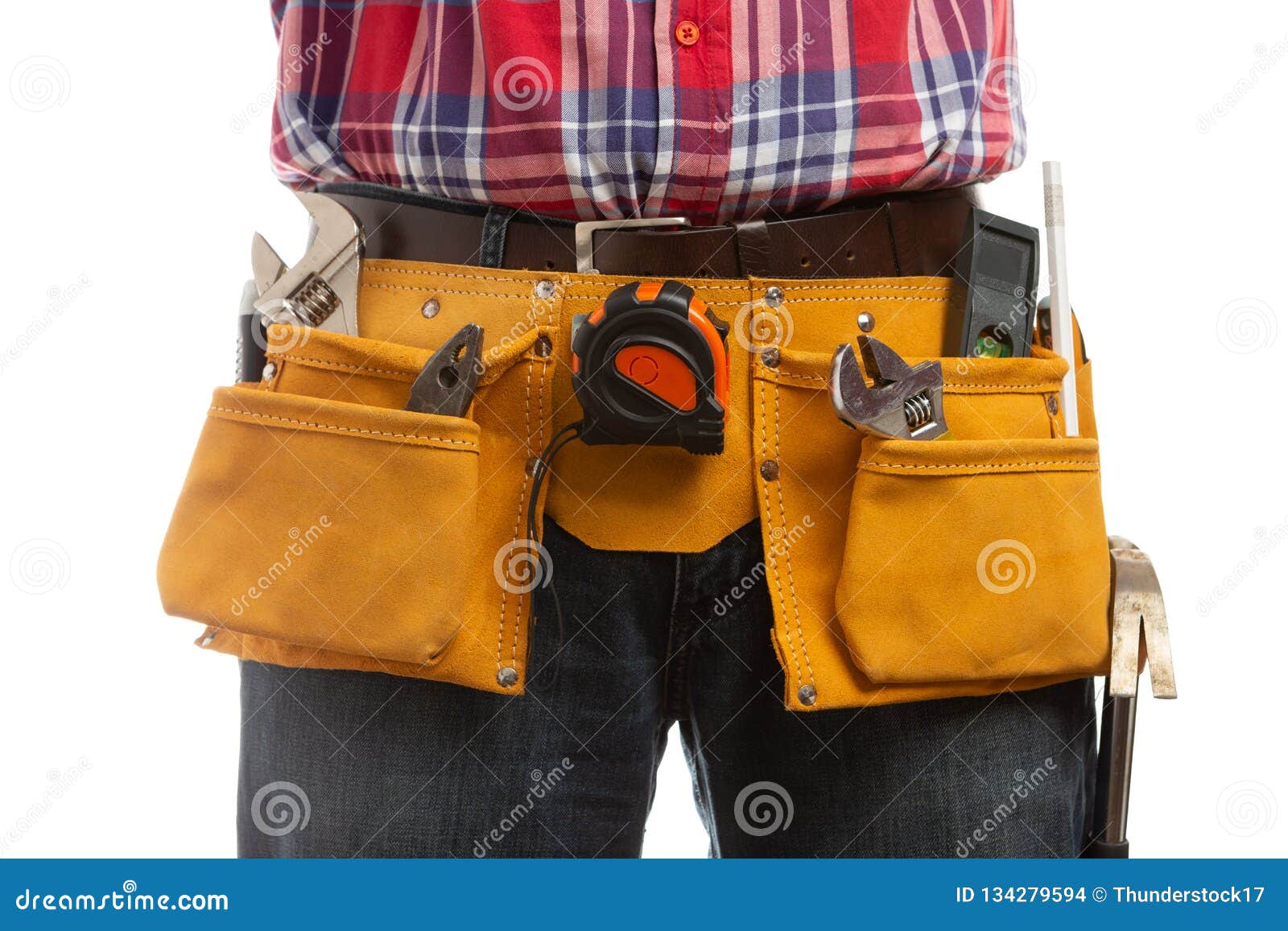 Tool Belt on Builder Waist Close-up Stock Photo - Image of construction ...