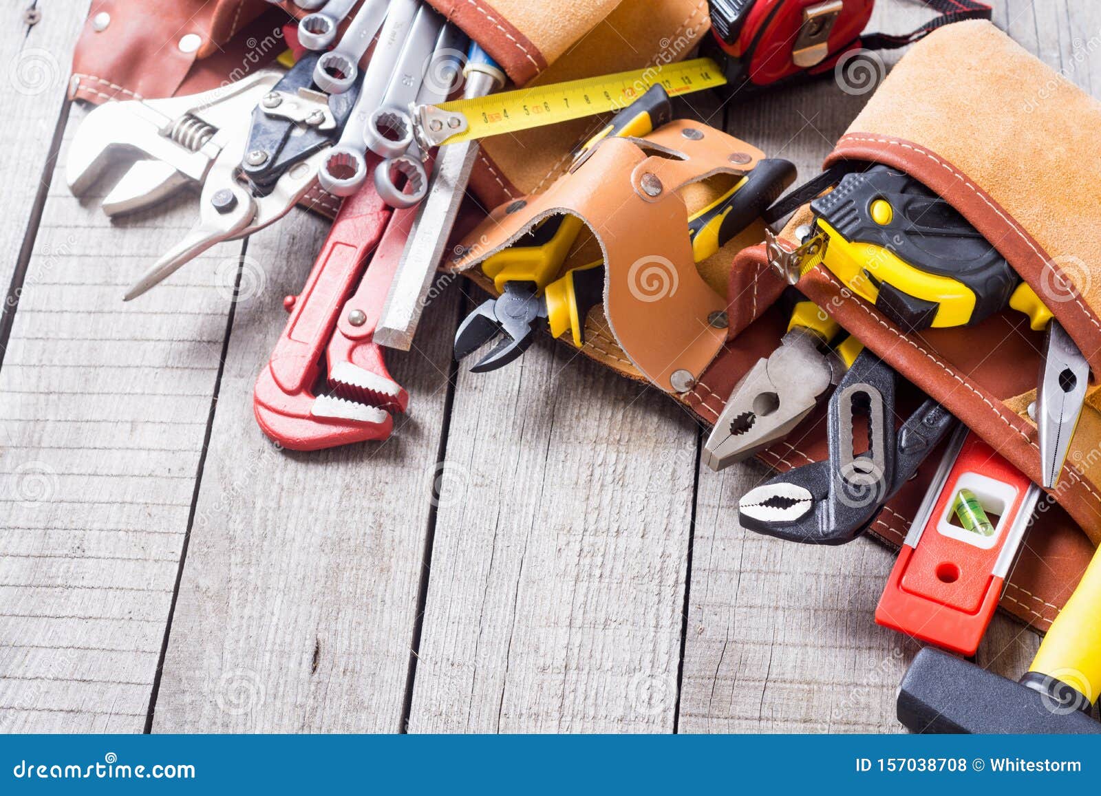 Tool belt with hand tools stock photo. Image of construction - 157038708