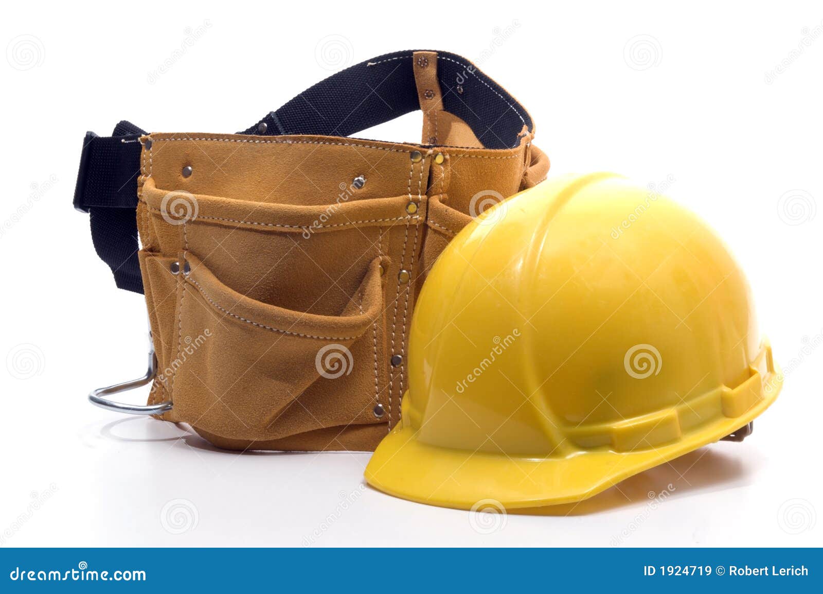 Tool belt and hard hat stock image. Image of contractor - 1924719