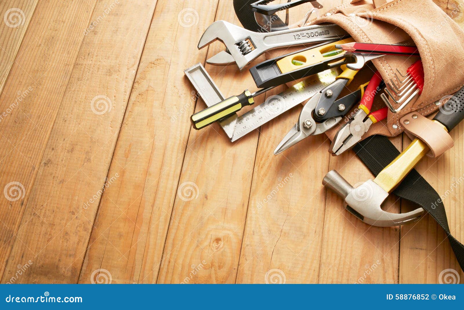 Tool belt with tools stock photo. Image of work, wood - 58876852