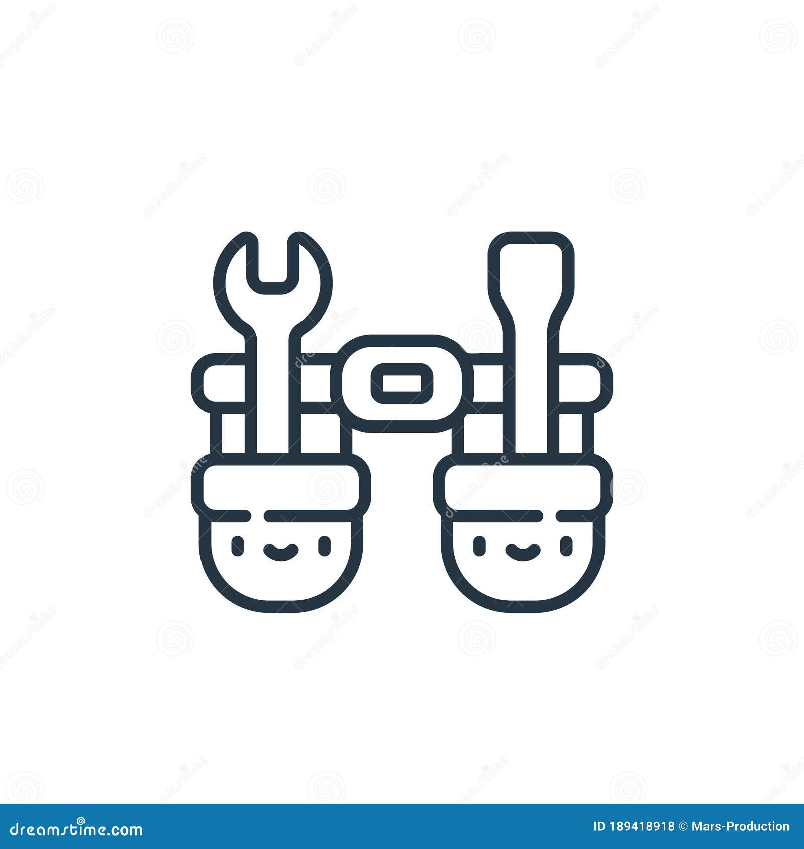 Tool Belt Vector Icon Isolated on White Background. Outline, Thin Line ...