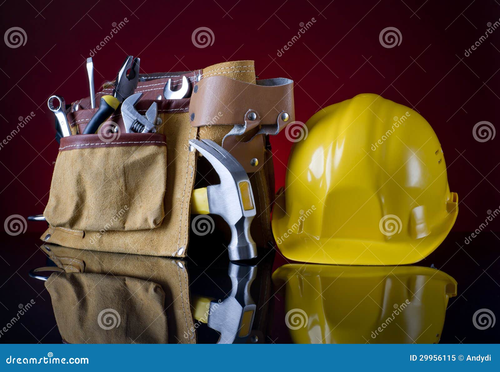 Tool belt and helmet stock image. Image of metal, construction - 29956115