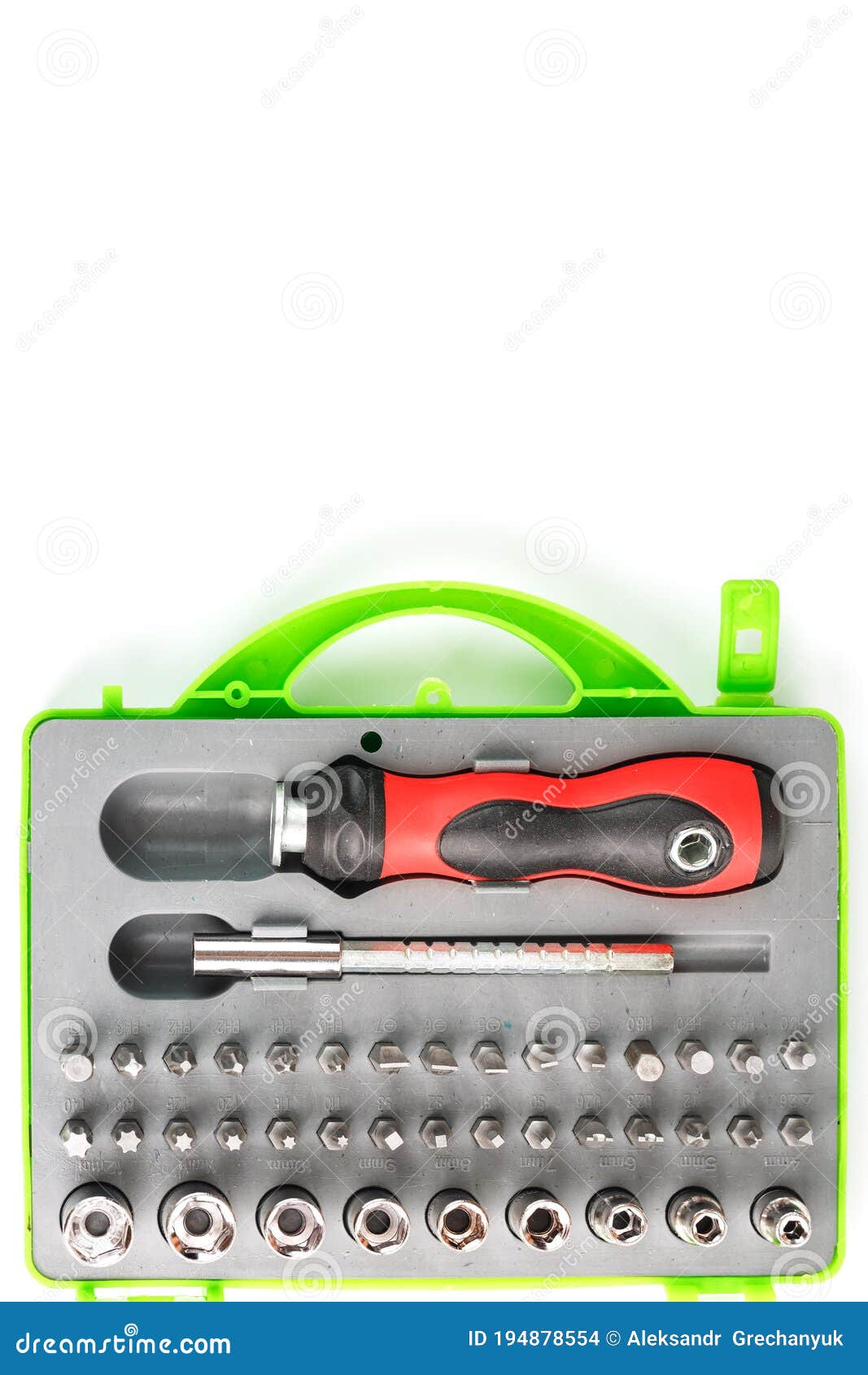Tool Box with Attachments and Bits of Different Shapes and Sizes ...