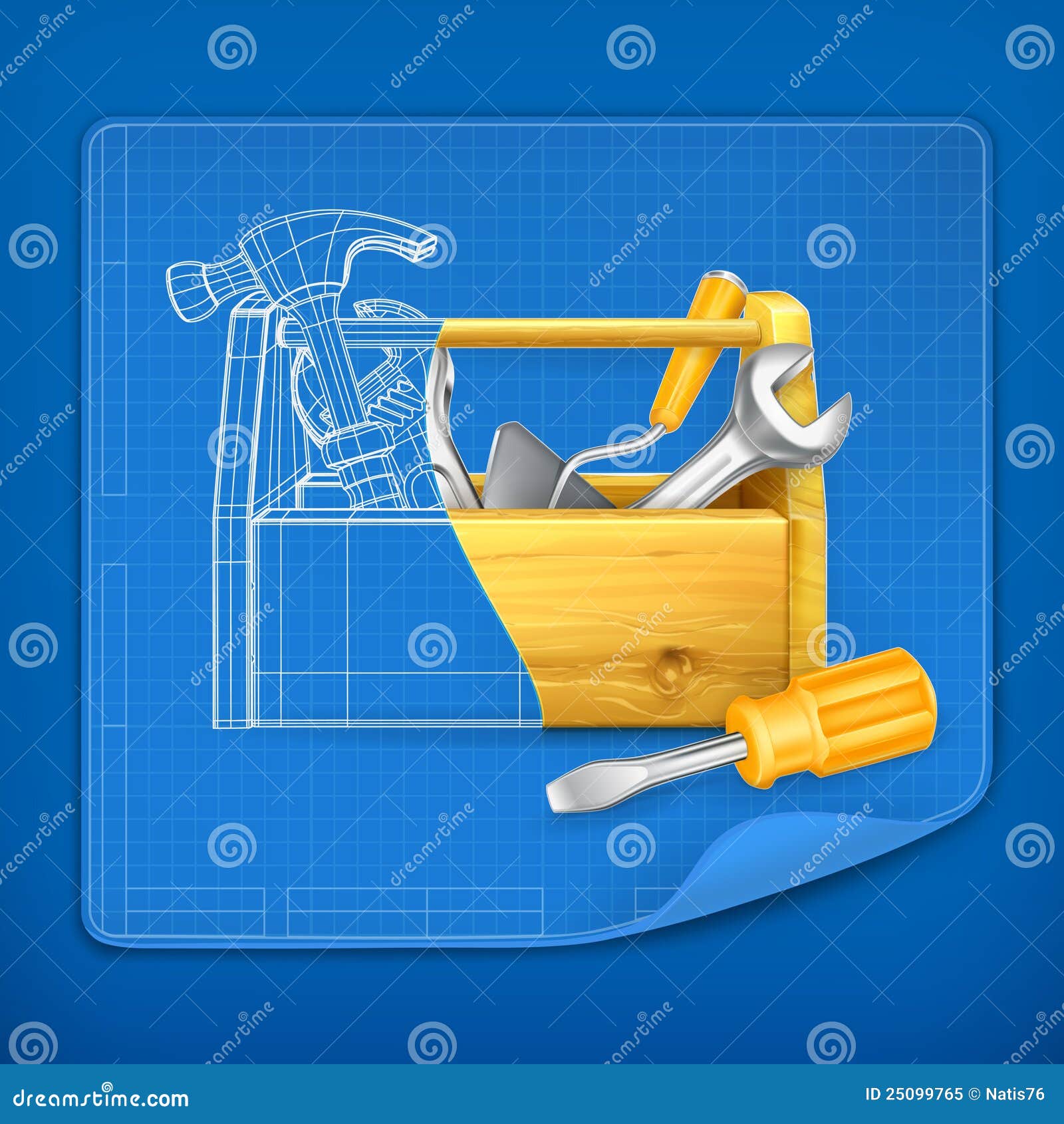 Tool box blue print stock vector. Illustration of rebuilding - 25099765