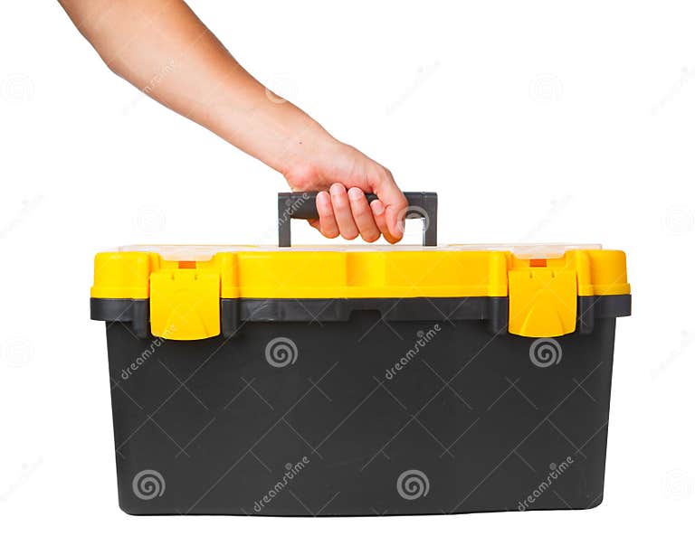 Tool box in hand stock photo. Image of manual, equipment - 44192612