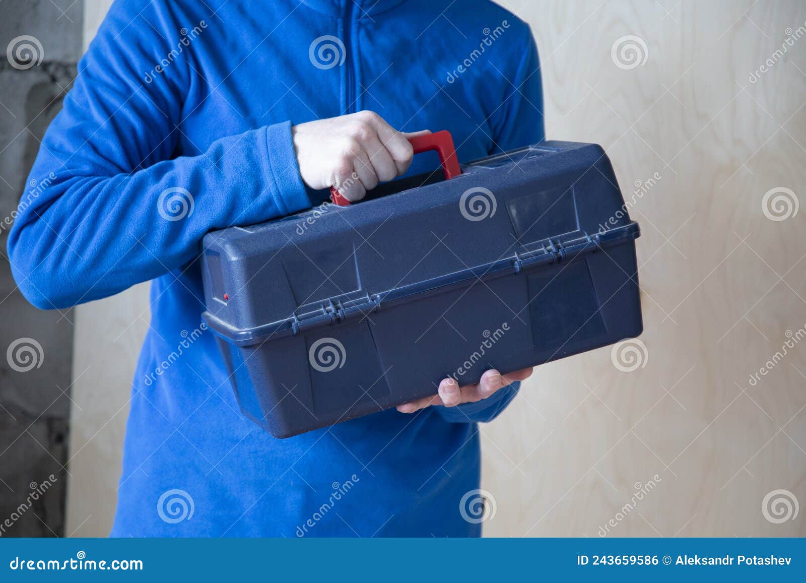 A Tool Box in the Hands of a Working Man. a Working Tool Stock Photo ...