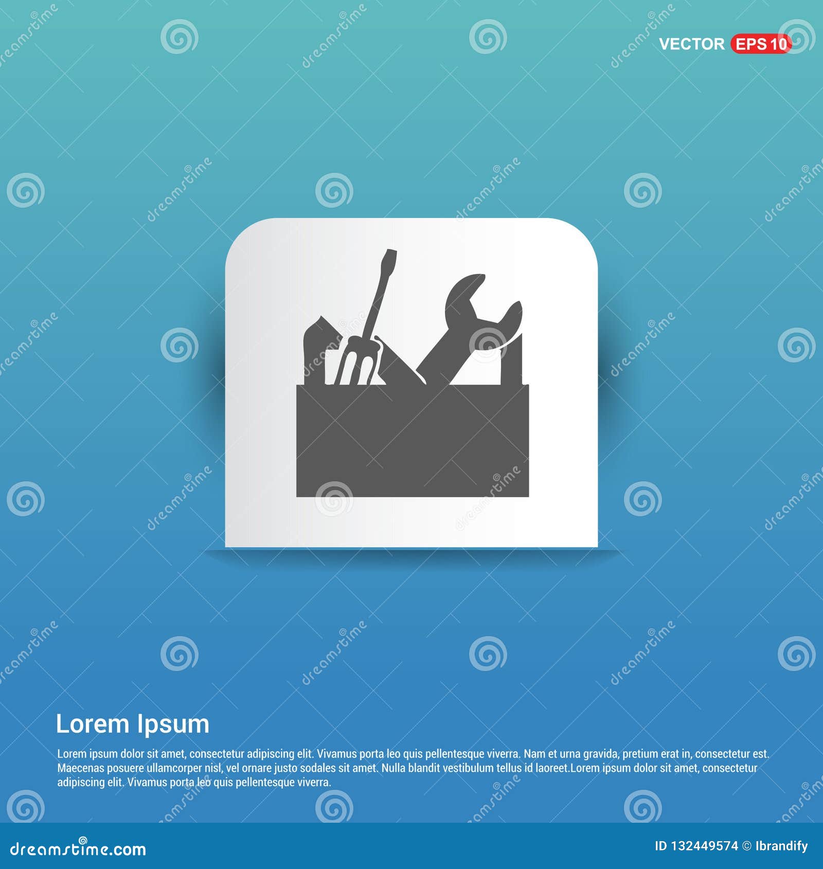 Tool Box Icon - Blue Sticker Button Stock Vector - Illustration of ...