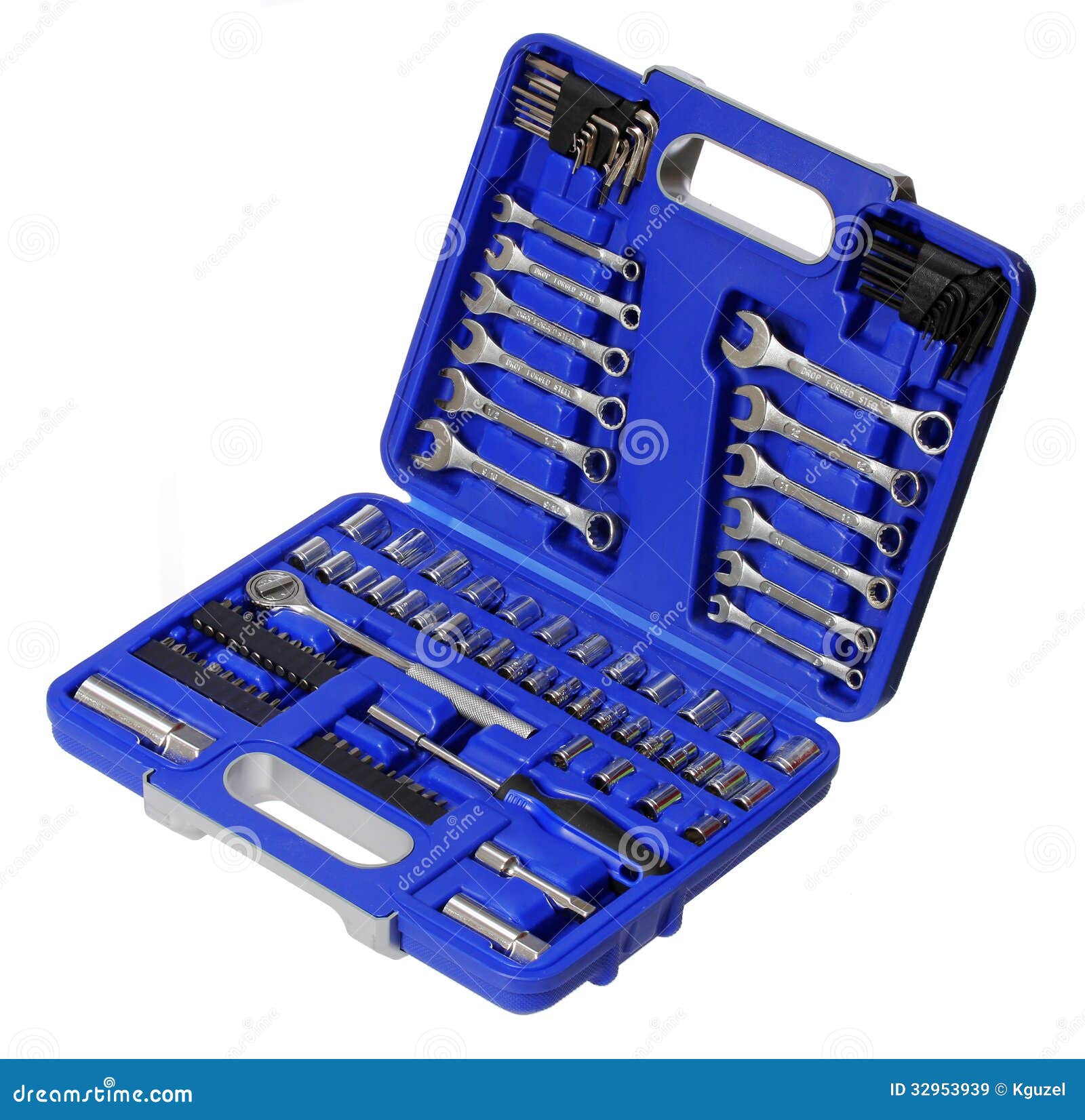 Tool Box Isolated On White Background. Blue Toolkit Stock Image ...