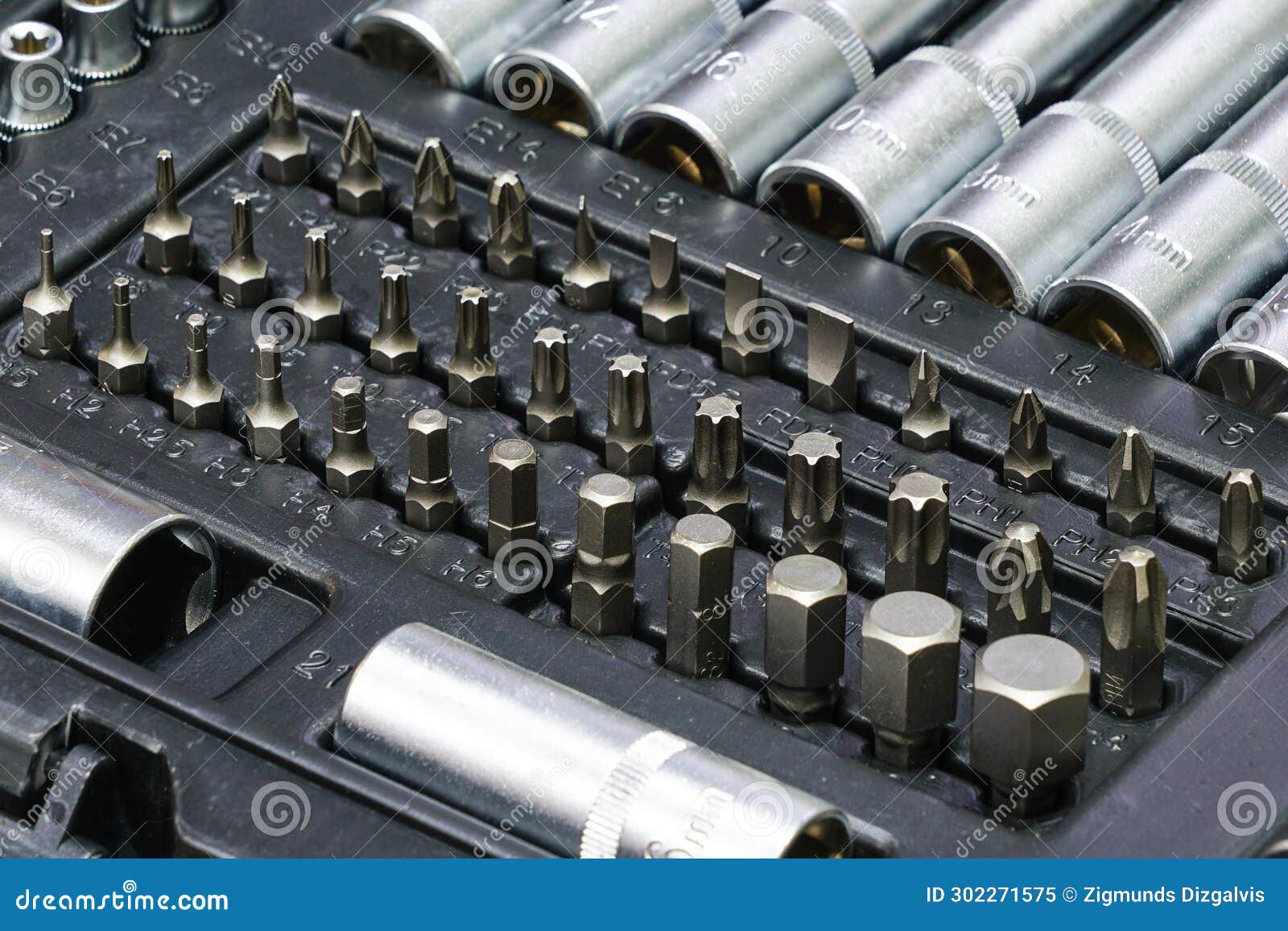 Tool Box, Tool Kit Closeup with Set of Hex, Torx and Screwdriver Bits ...