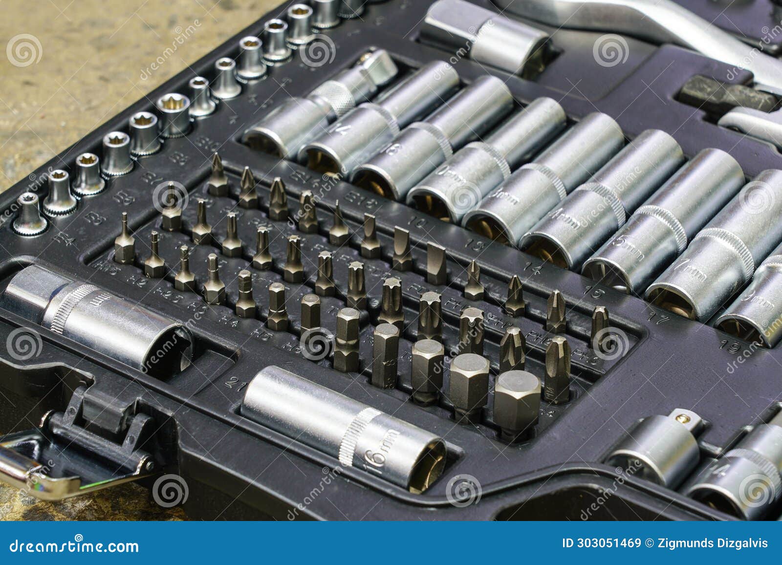 Tool Box, Tool Kit Closeup with Set of Hex, Torx and Screwdriver Bits ...