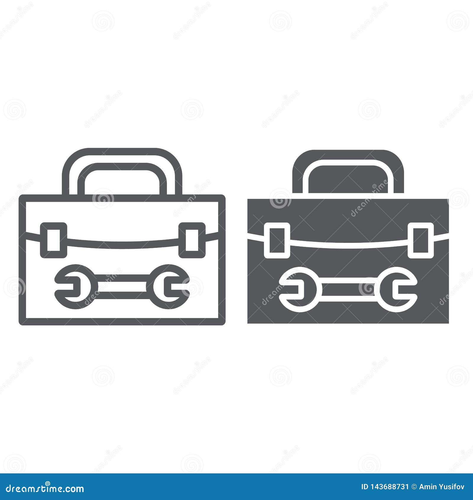 Tool Box Line and Glyph Icon, Repair and Maintenance, Tool Kit Sign ...