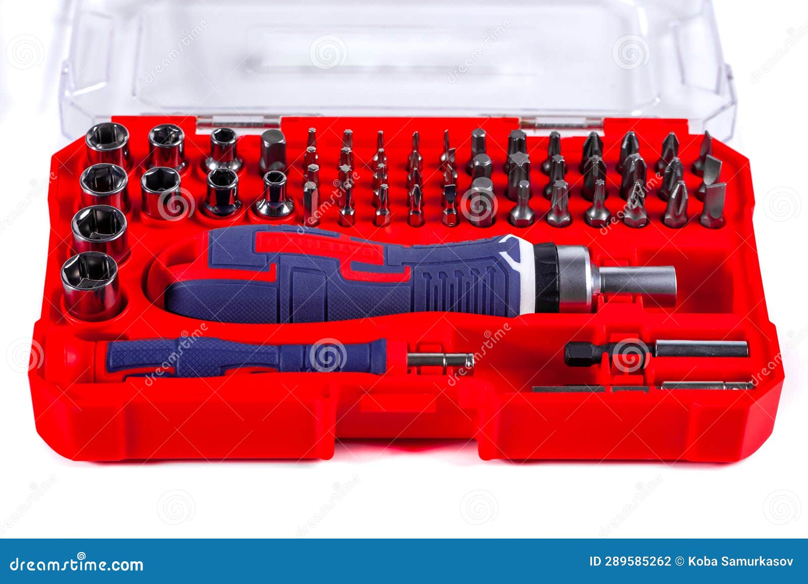 Tool Box of Screwdriver Set Isolated on White Background Stock Photo ...