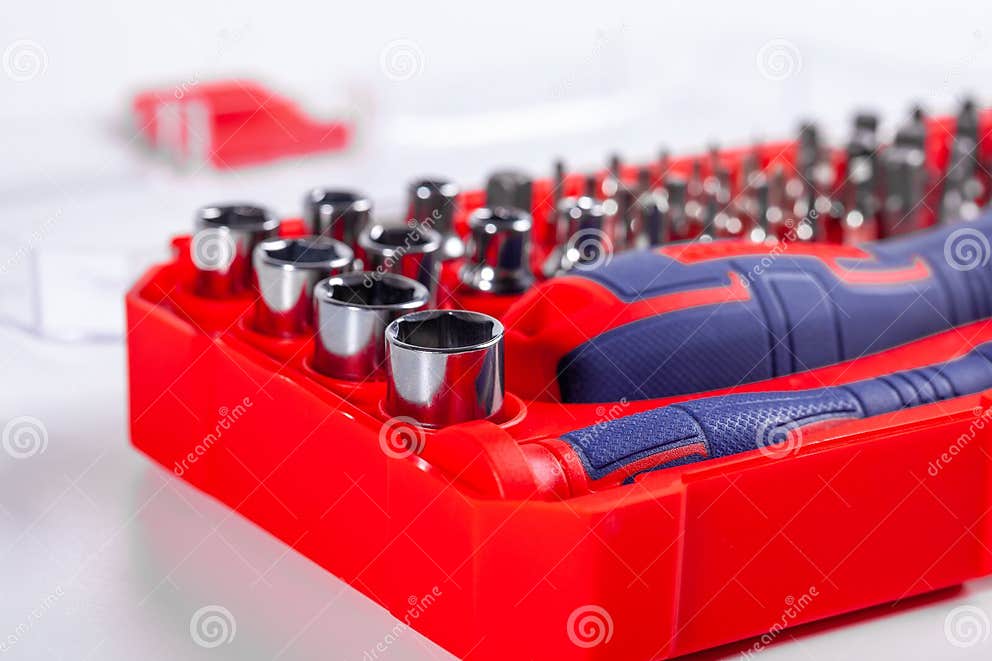 Tool Box of Screwdriver Set Isolated on White Background Stock Image ...