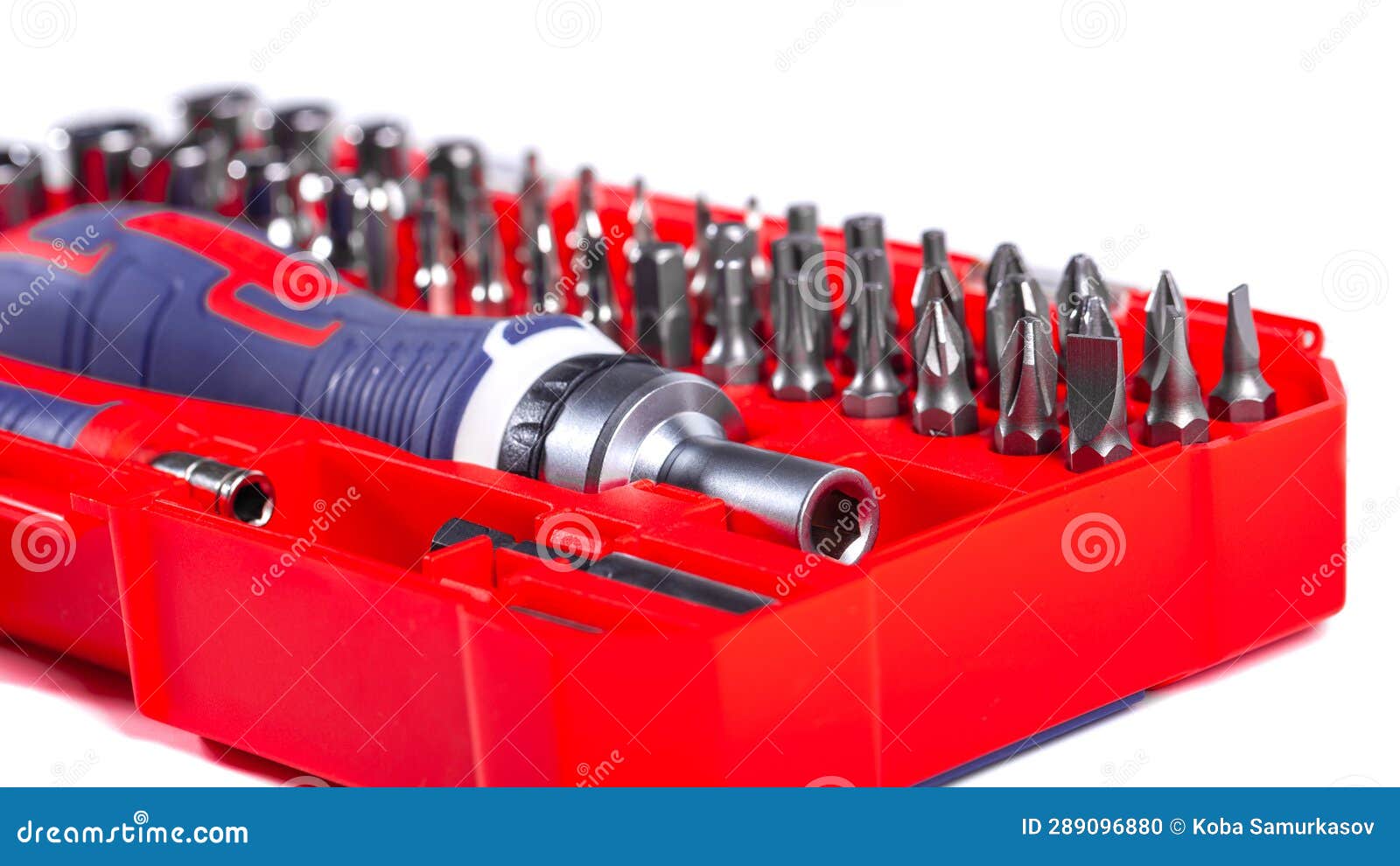 Tool Box of Screwdriver Set Isolated on White Background Stock Photo ...