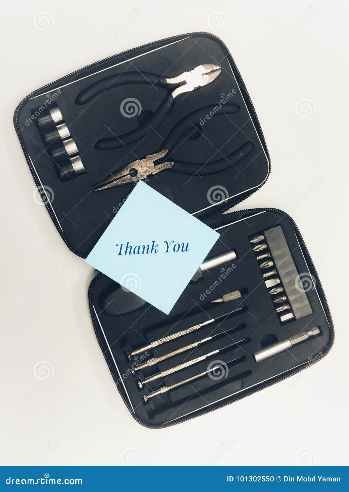 Tool box and sticky note stock photo. Image of kensington - 101302550