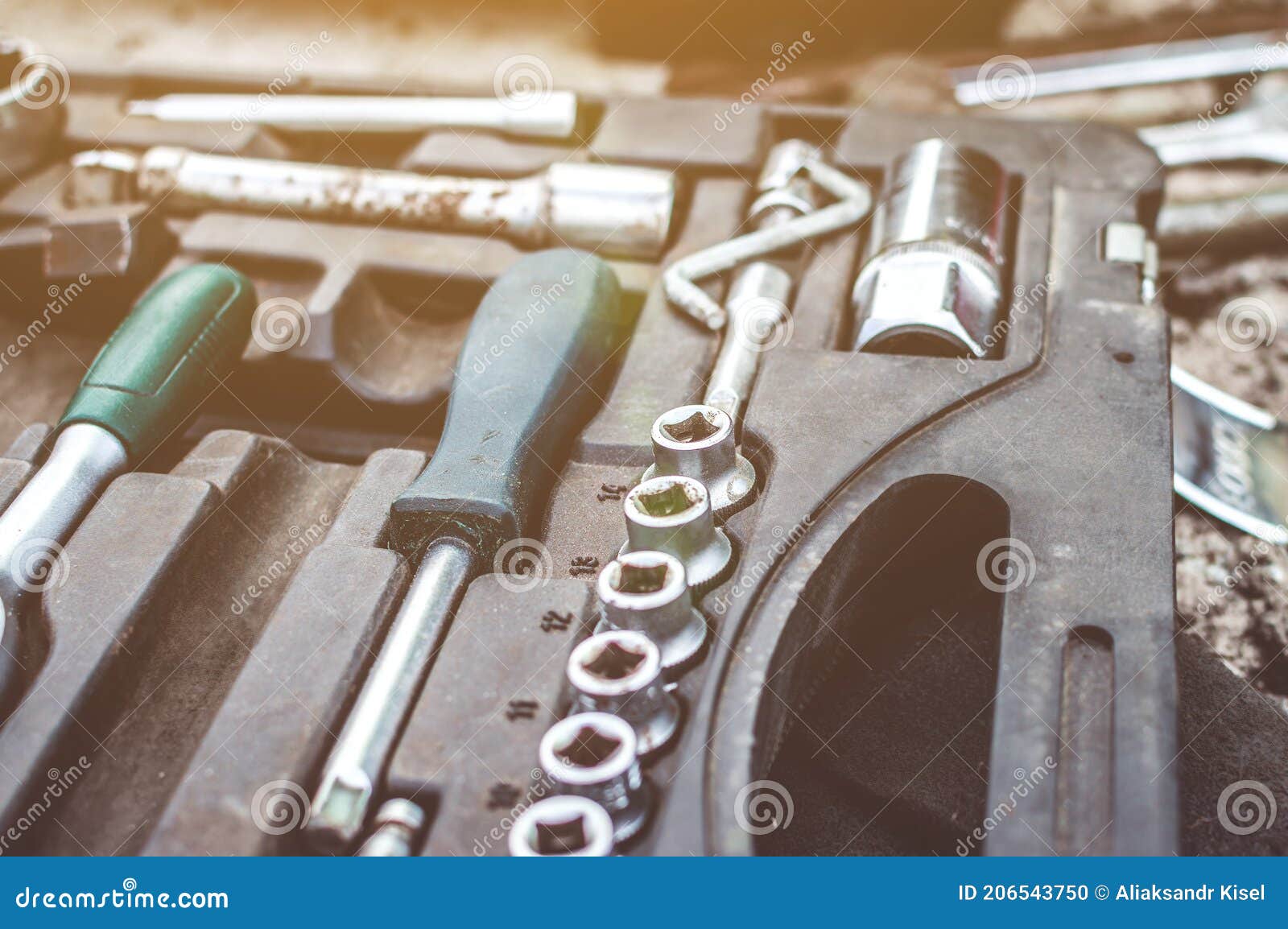 Tool Box, Tool Set. Dirty Set of Screwdriver, Wrench and Bit Sets ...