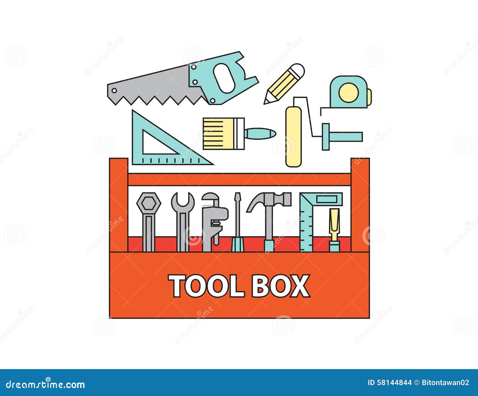 Tool box , vector stock vector. Illustration of brushes - 58144844