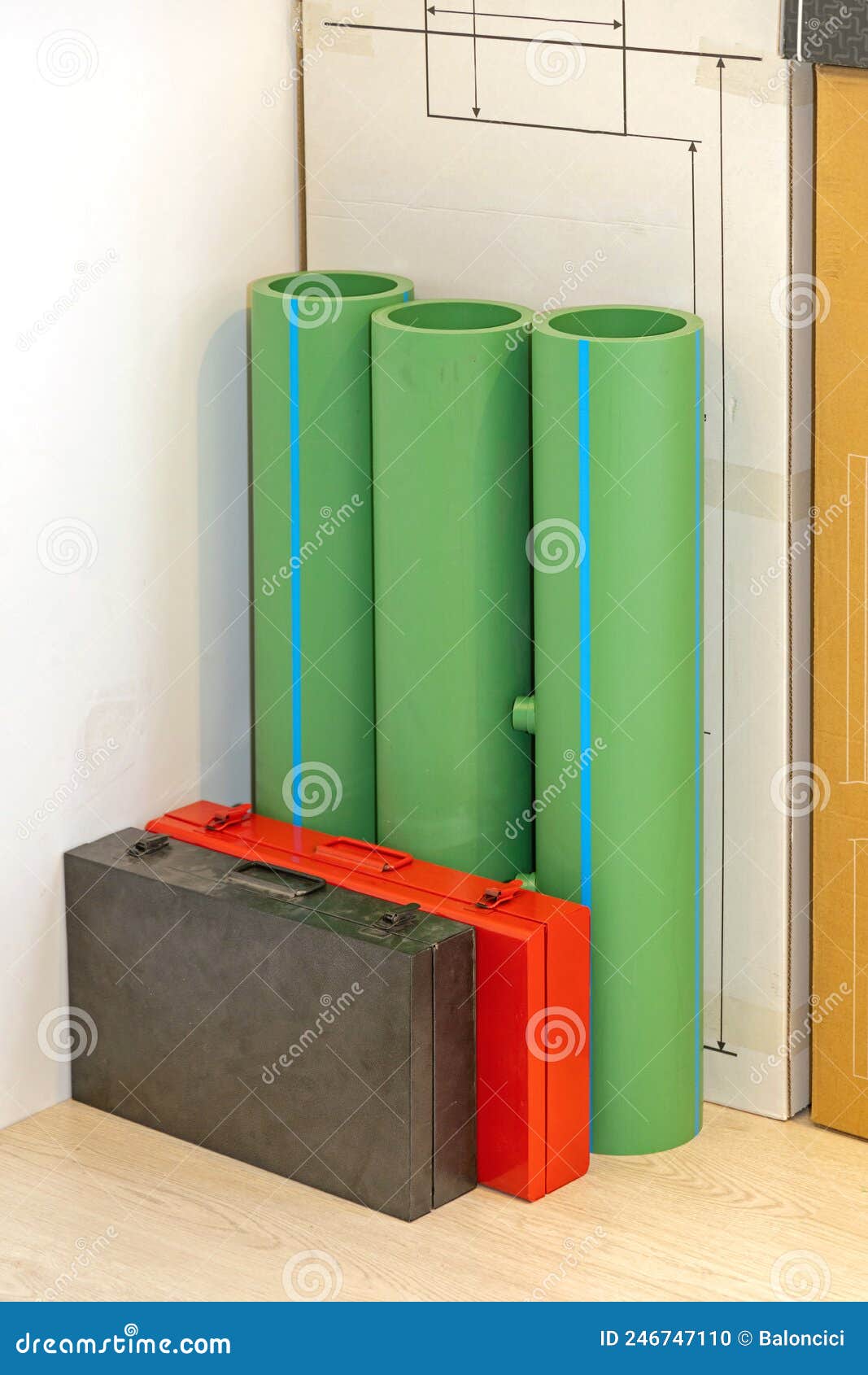 Tool Boxes Pipes stock photo. Image of large, corner - 246747110