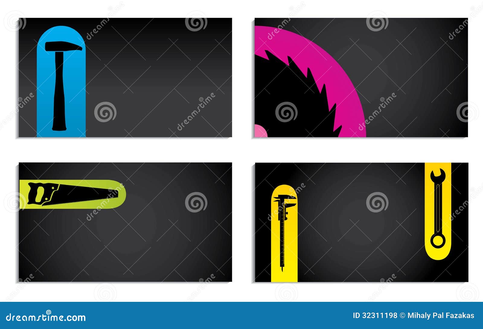 Tool Business Card Set of Four Stock Vector - Illustration of equipment ...