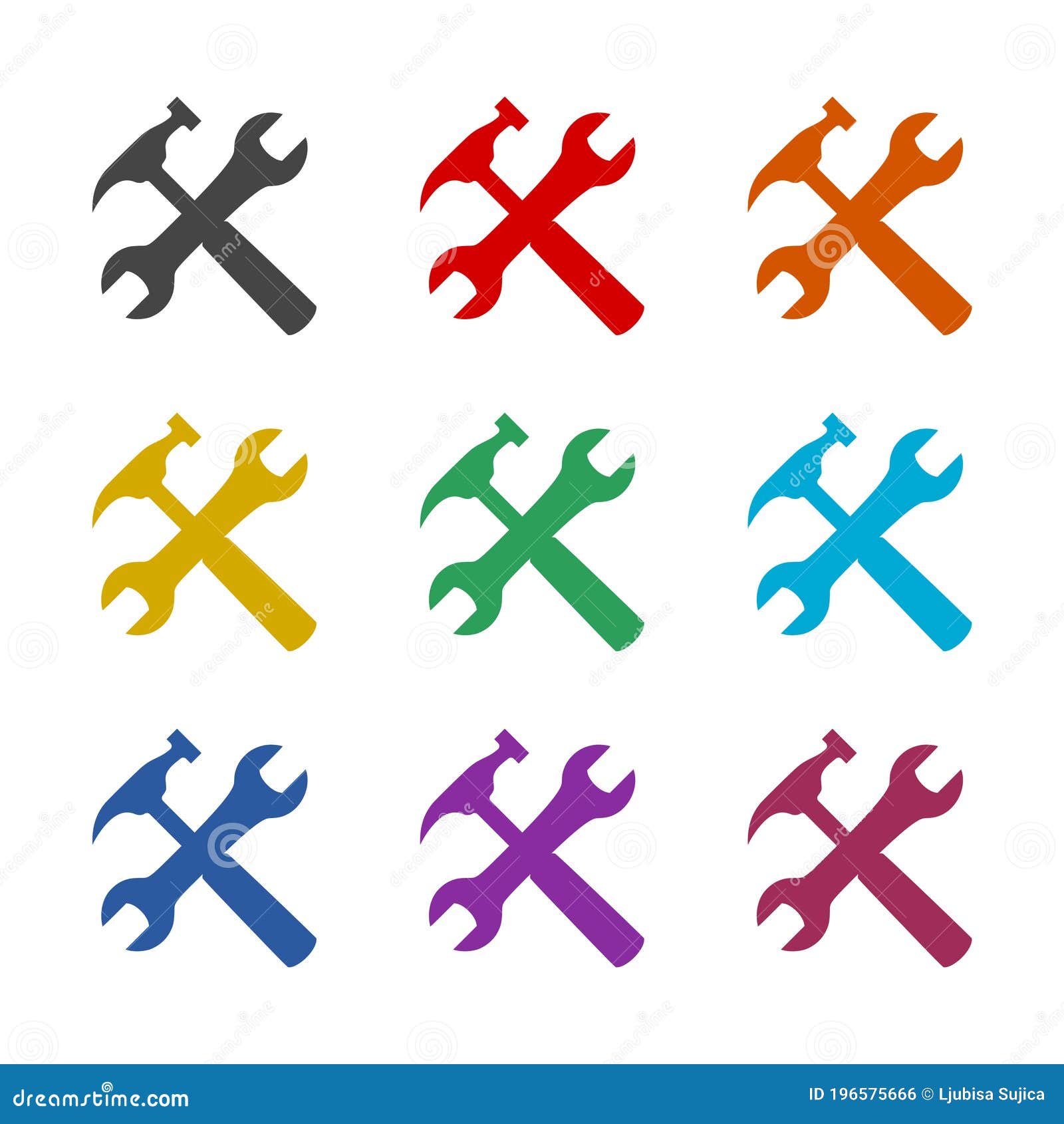 Tool Button Icon, Color Set Isolated on White Background Stock Vector ...