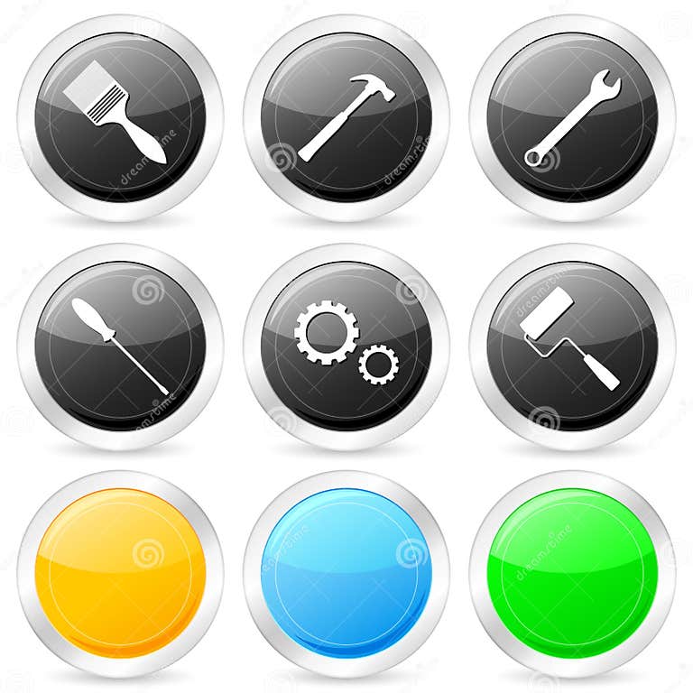 Tool circle icon set stock vector. Illustration of paint - 11836805
