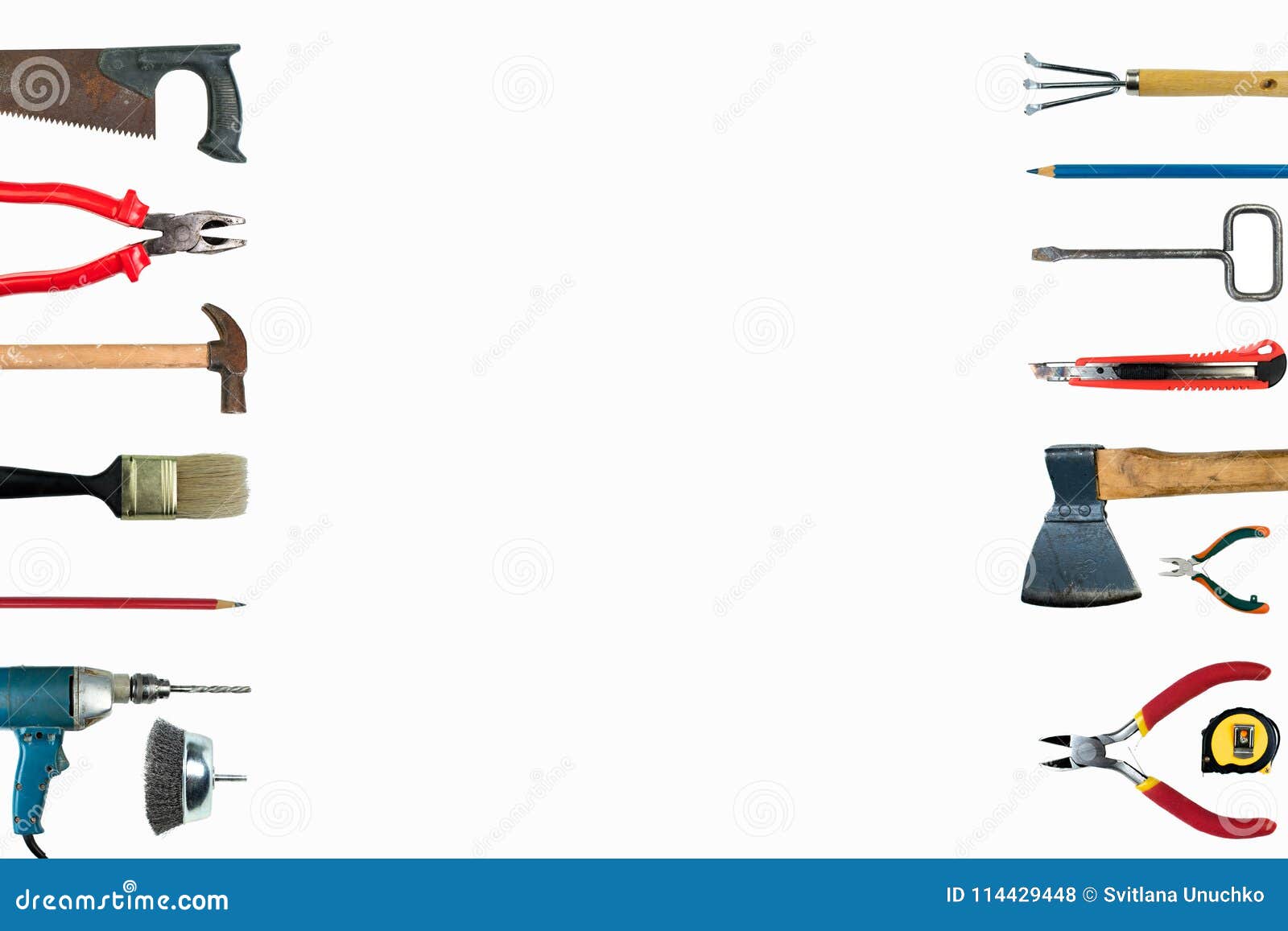 Many Tools Isolated on White Background. Top View. Stock Photo - Image ...
